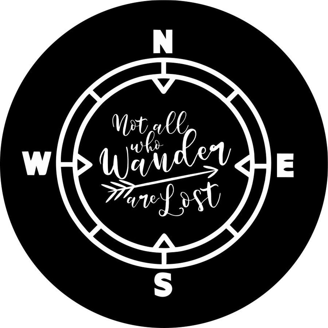 Not All Who Wander Are Lost Compass Spare Tire Cover Design – That’s ...
